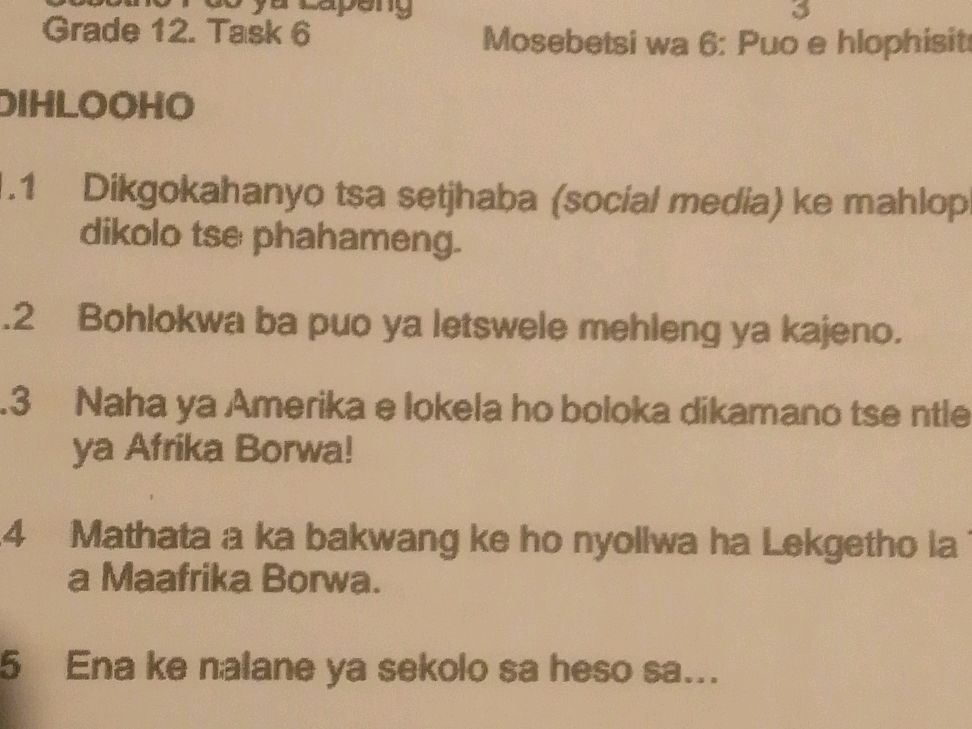 1. Dikgokahanyo tsa setjhaba (social media) | StudyX