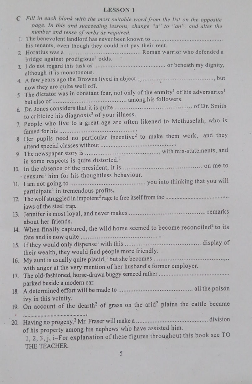 LESSON 1 C Fill in each blank with the most | StudyX