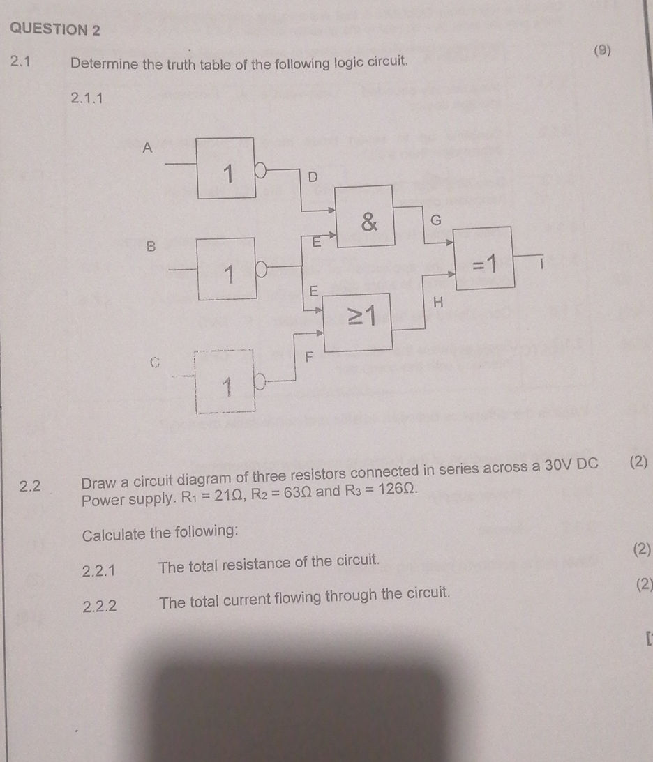 2.1 Determine the truth table of the | StudyX