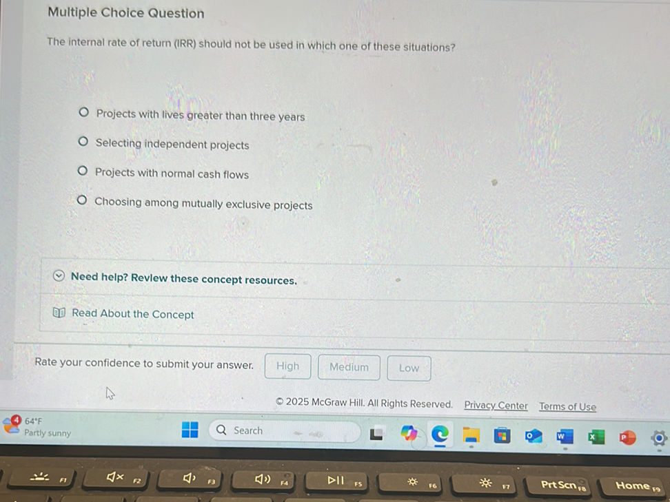 The internal rate of return (IRR) should not | StudyX