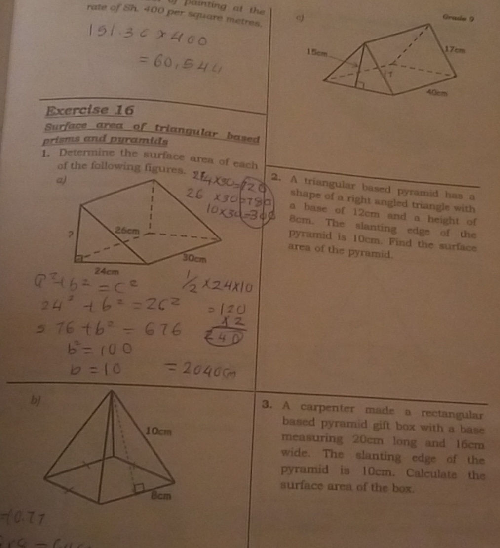 Exercise 16 Surface area of triangular based | StudyX