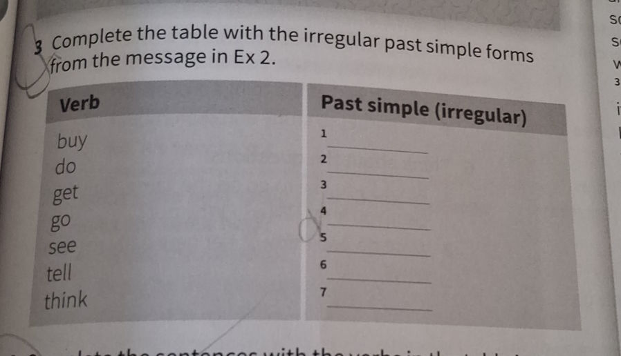 Complete the table with the irregular past | StudyX