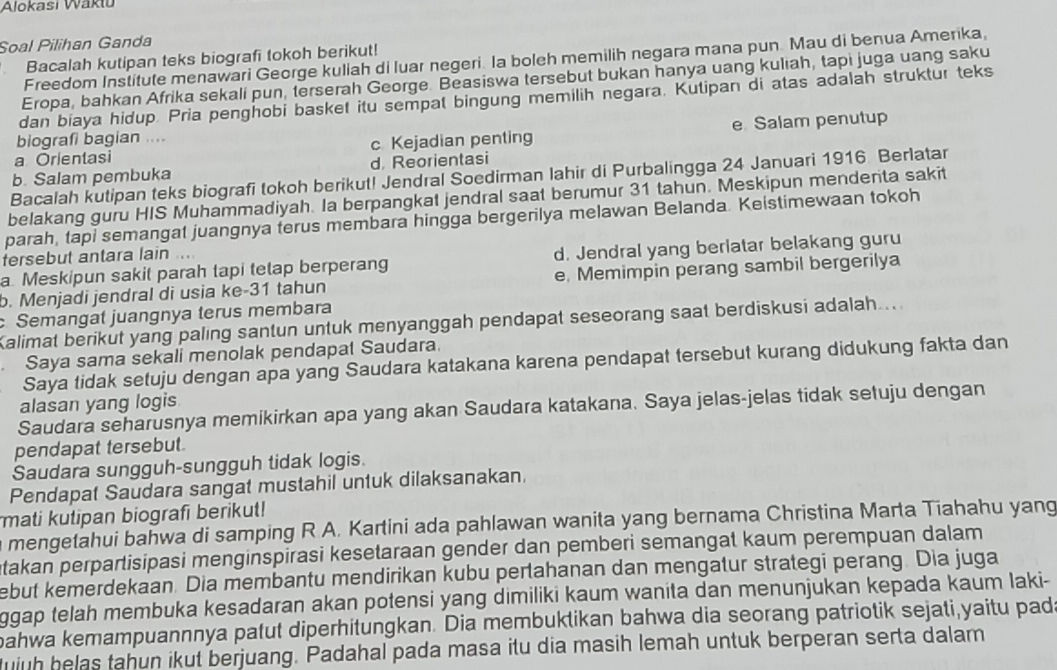 1. Bacalah kutipan teks biografi tokoh | StudyX