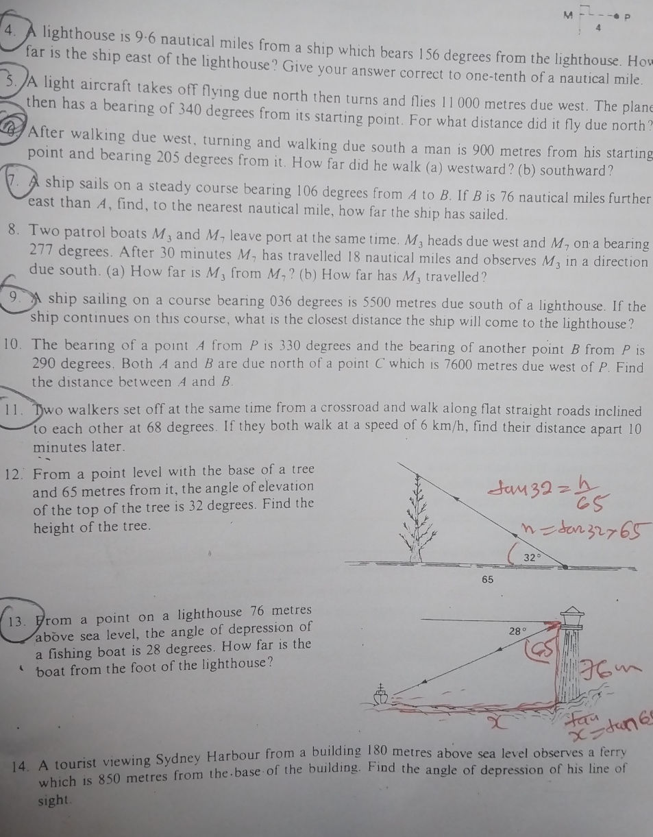 4. A lighthouse is 9.6 nautical miles from a | StudyX