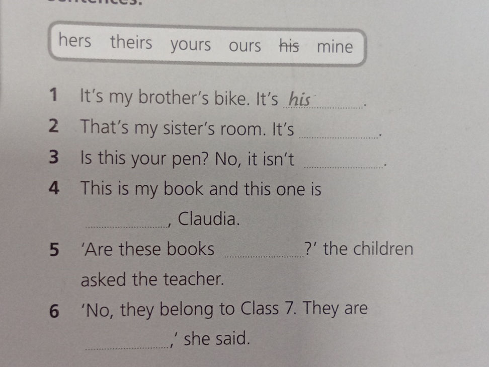 hers theirs yours ours his mine 1 It's my | StudyX