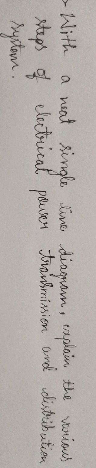 With a neat single line diagram, explain the | StudyX