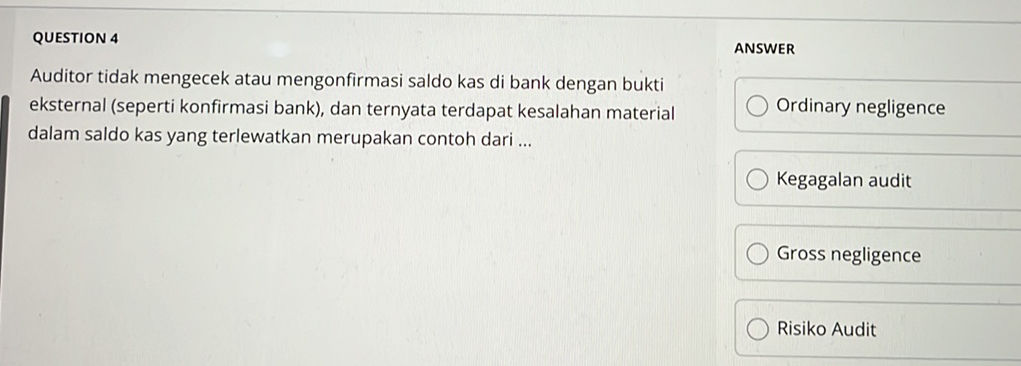 Auditor tidak mengecek atau mengonfirmasi | StudyX