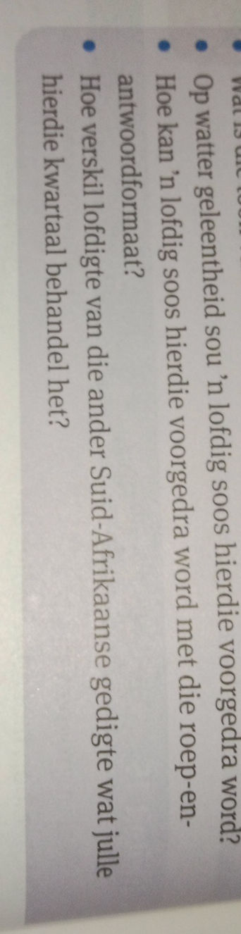 Op watter geleentheid sou 'n lofdig soos | StudyX