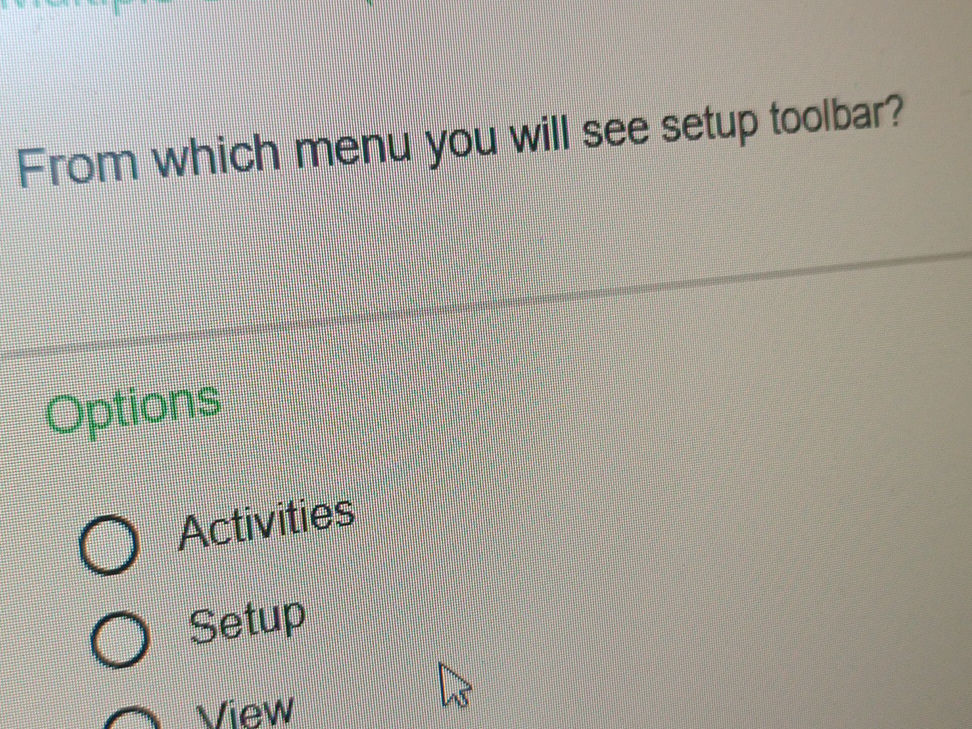 From which menu you will see setup toolbar? | StudyX