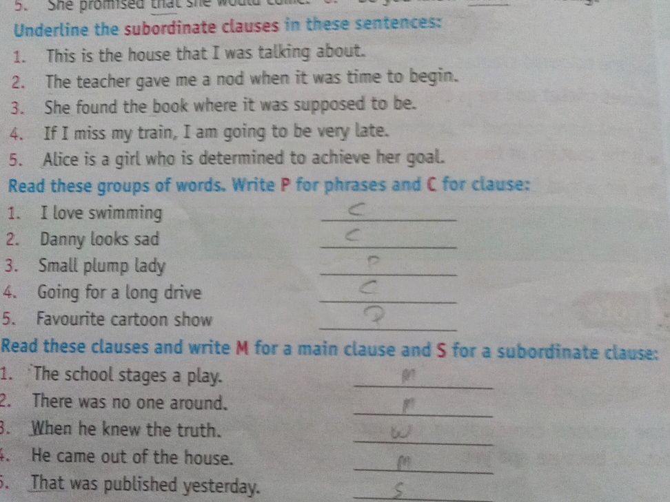 Underline the subordinate clauses in these | StudyX