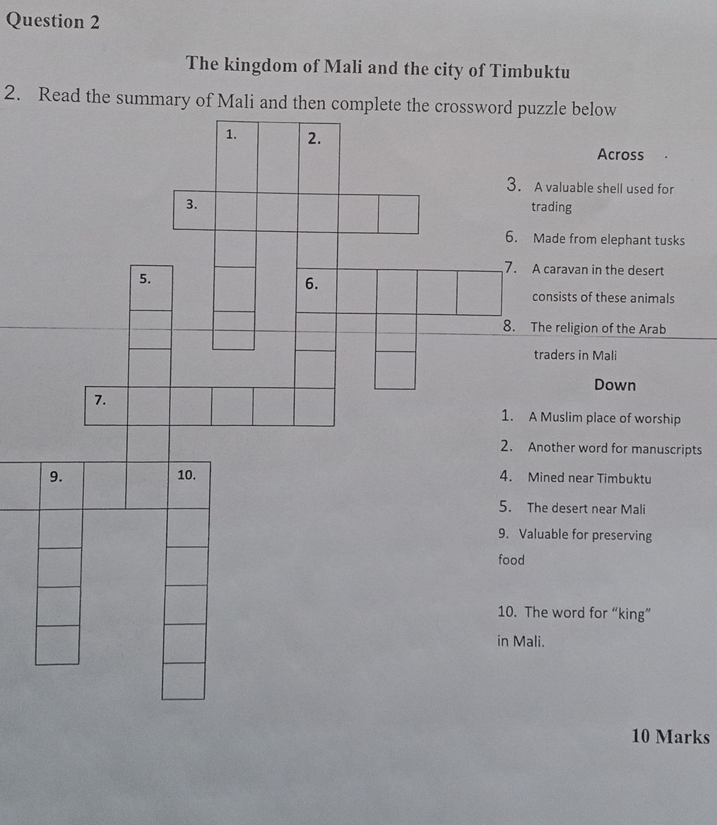 2. Read the summary of Mali and then | StudyX