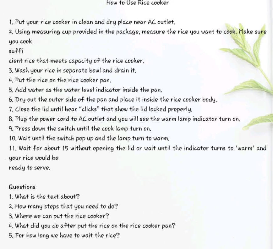 How to Use Rice cooker 1. Put your rice | StudyX
