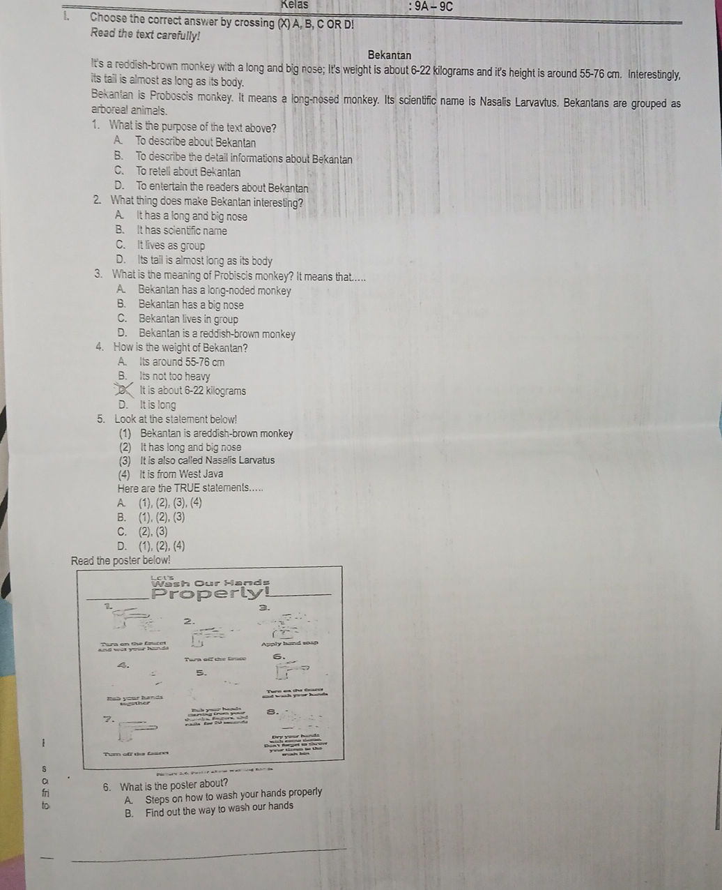 Choose the correct answer by crossing (X) A, | StudyX