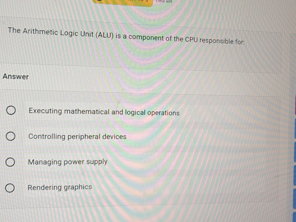 The Arithmetic Logic Unit (ALU) is a | StudyX