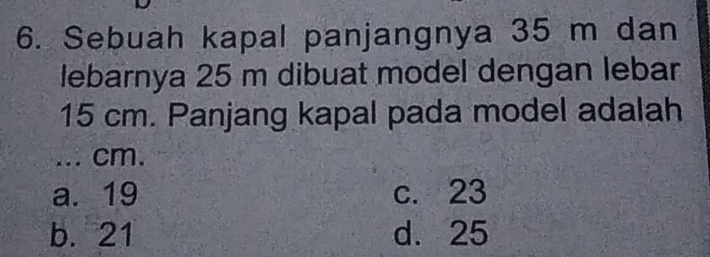 6. Sebuah kapal panjangnya 35 m dan lebarnya | StudyX