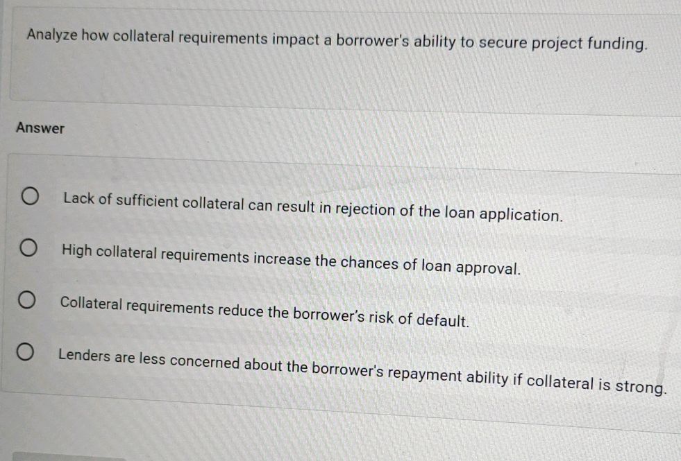 Analyze how collateral requirements impact a | StudyX