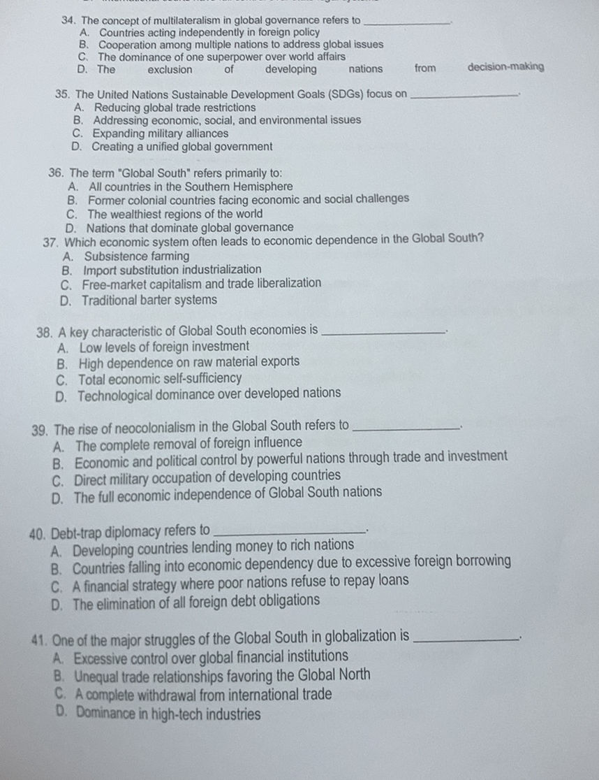 34. The concept of multilateralism in global | StudyX