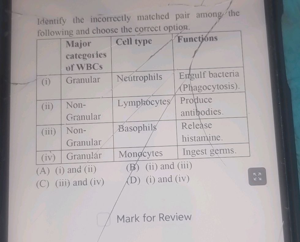 Identify the incorrectly matched pair among | StudyX