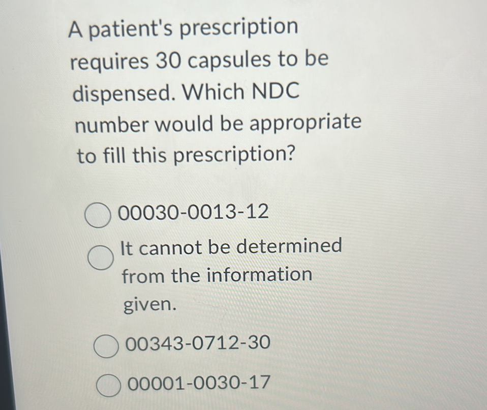 A patient's prescription requires 30 | StudyX