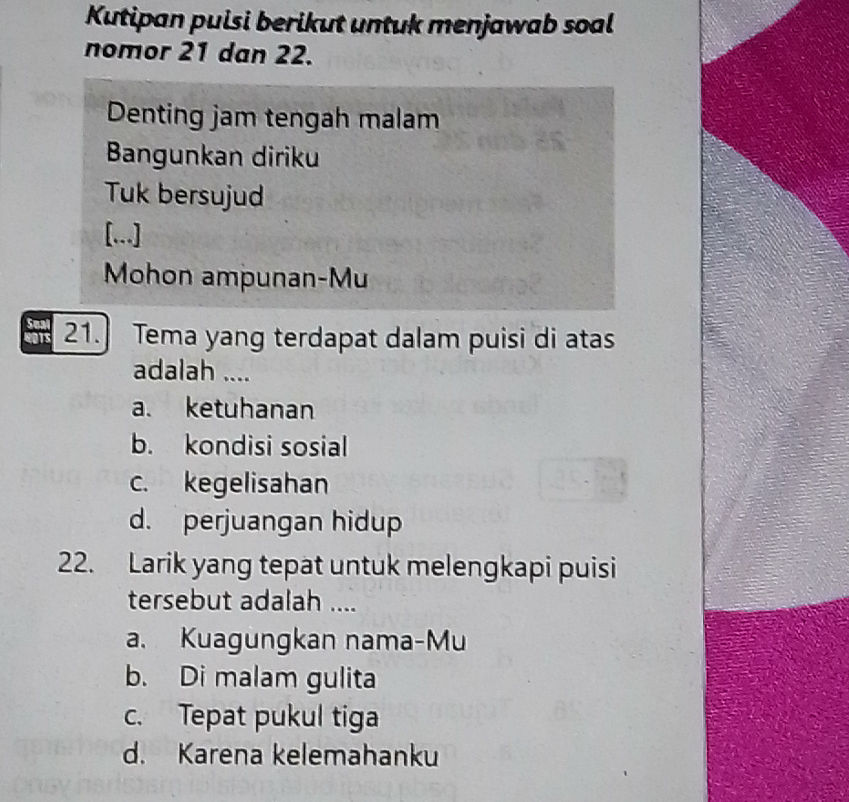 Kutipan puisi berikut untuk menjawab soal | StudyX