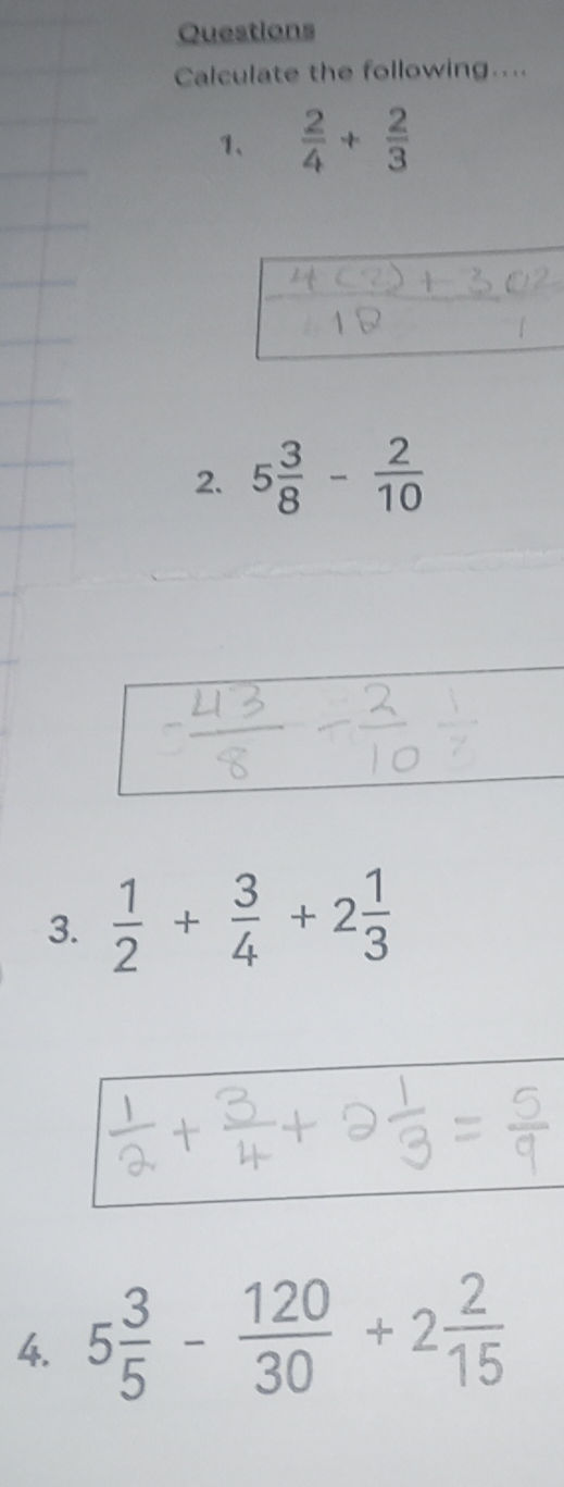 Calculate the following.... 1. $ {2}{4}