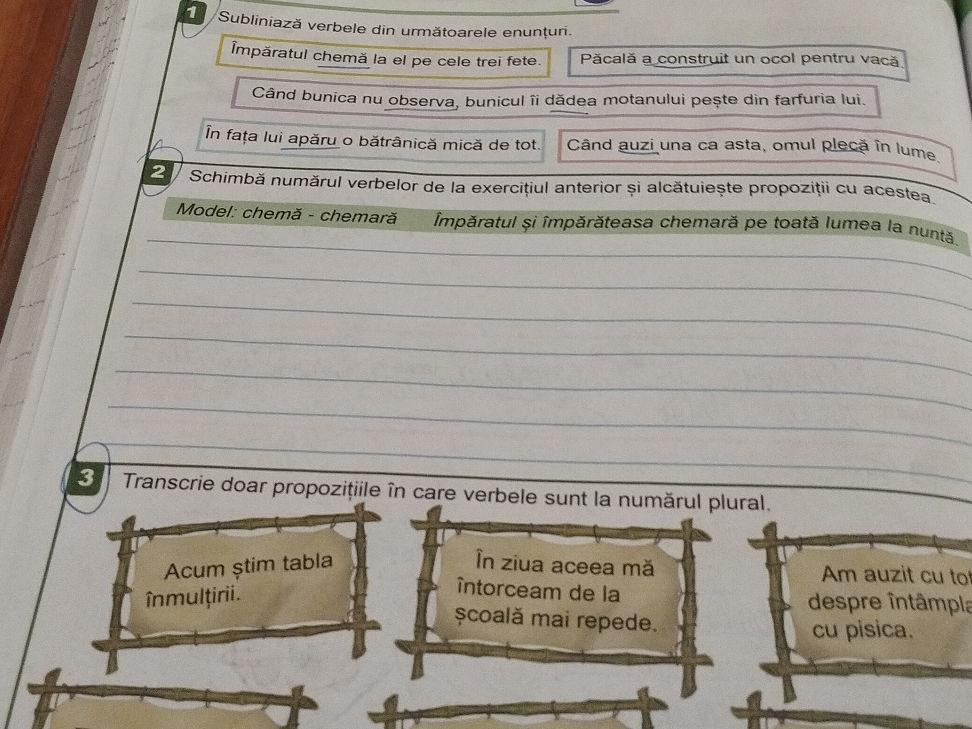 1 Subliniază verbele din următoarele | StudyX