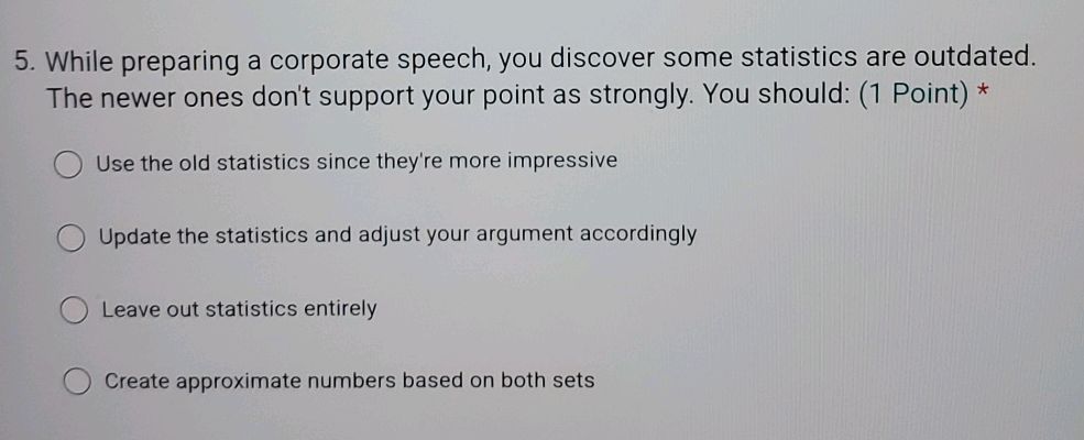 5. While preparing a corporate speech, you | StudyX