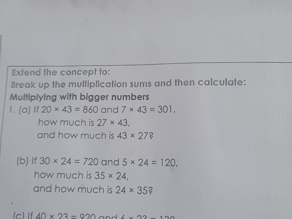 Break up the multiplication sums and then | StudyX