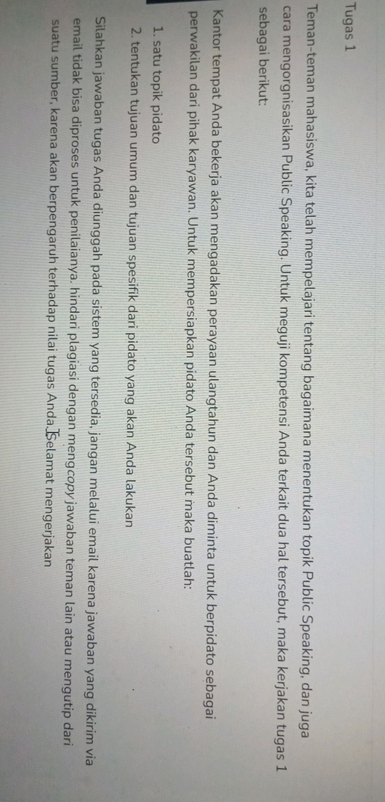 Tugas 1 Teman-teman mahasiswa, kita telah | StudyX