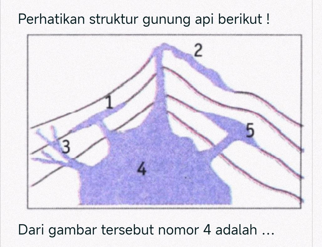 Perhatikan struktur gunung api berikut ! | StudyX