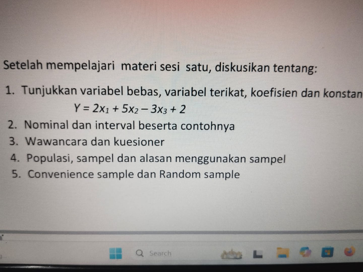1. Tunjukkan variabel bebas, variabel | StudyX