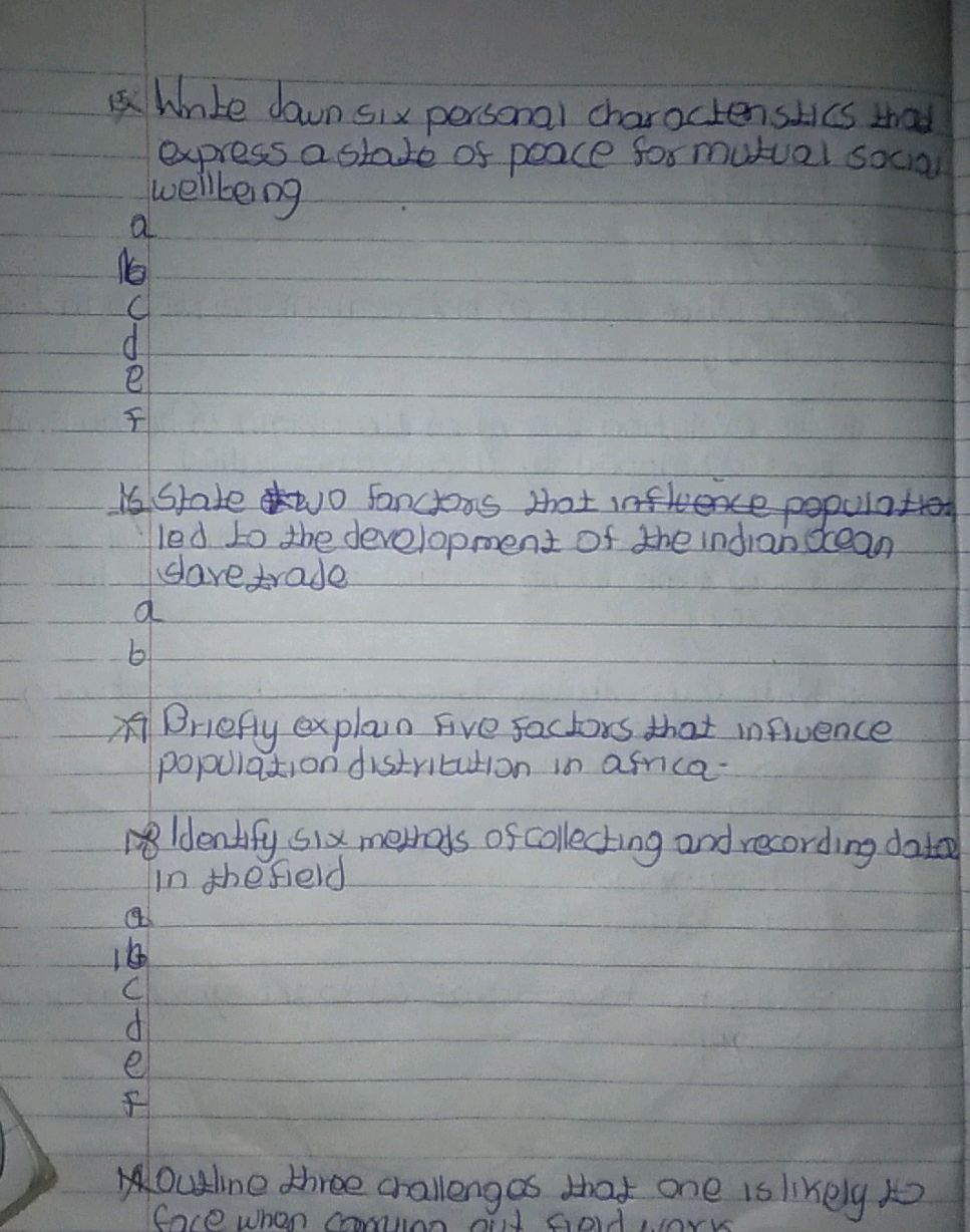 15. Write down six personal characteristics | StudyX