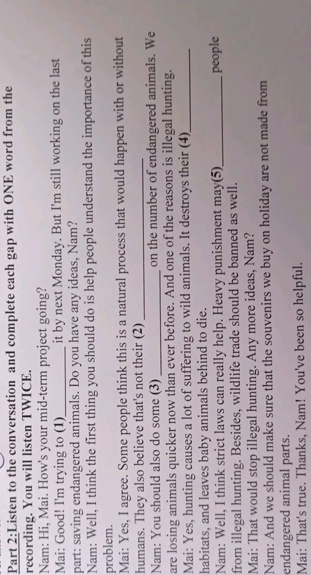 Part 2: Listen to the conversation and | StudyX