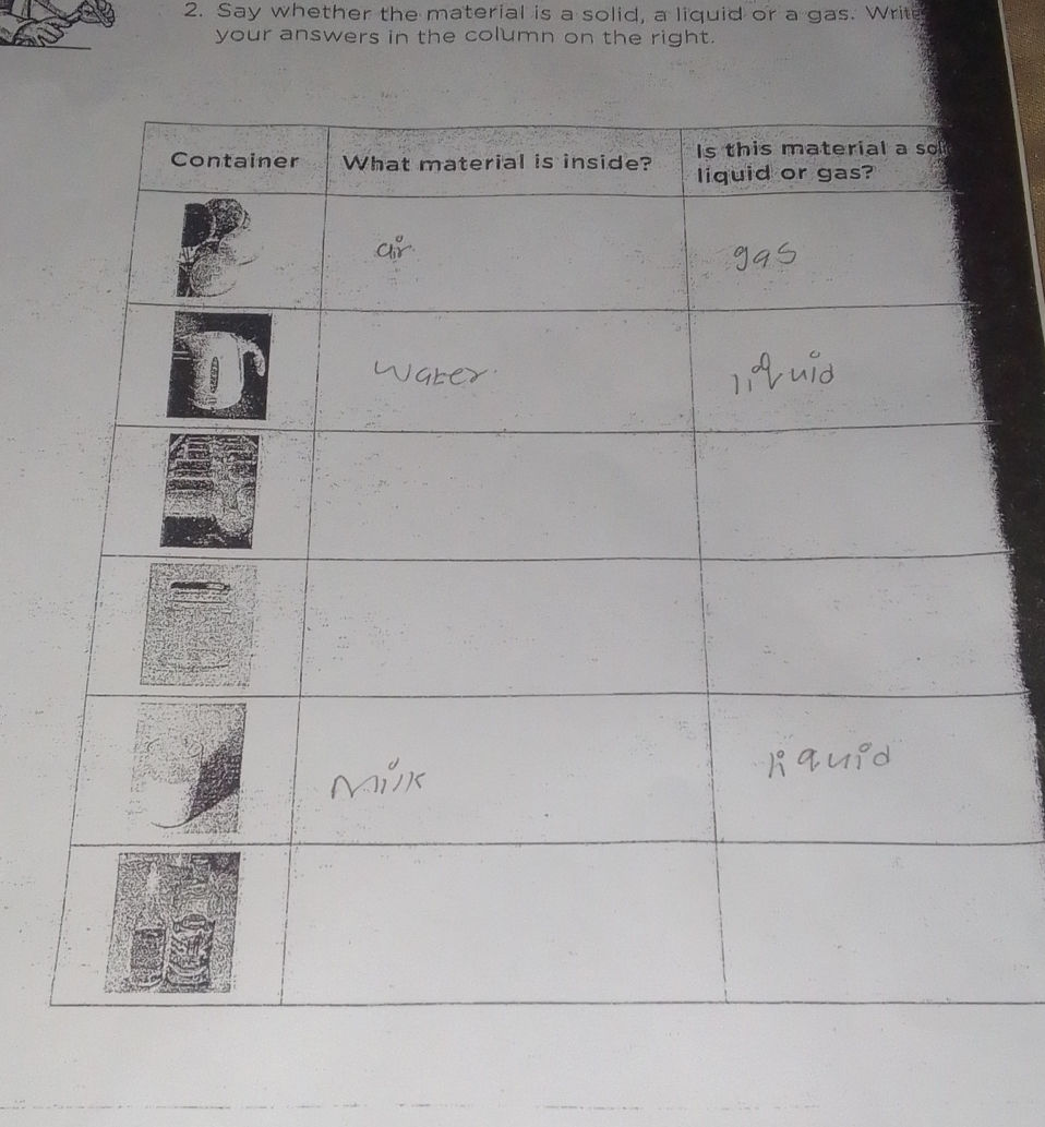 2. Say whether the material is a solid, a | StudyX