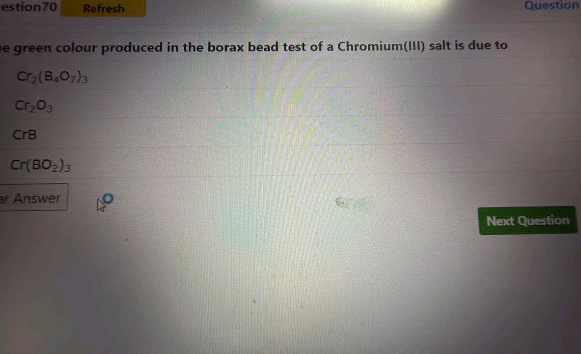 The green colour produced in the borax bead | StudyX