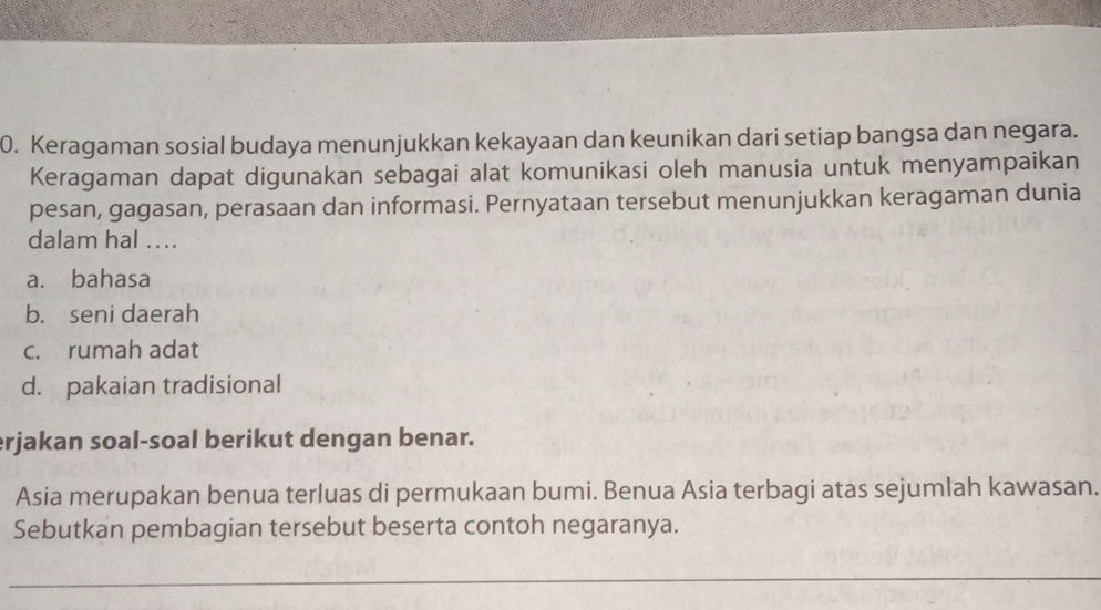 0. Keragaman sosial budaya menunjukkan | StudyX