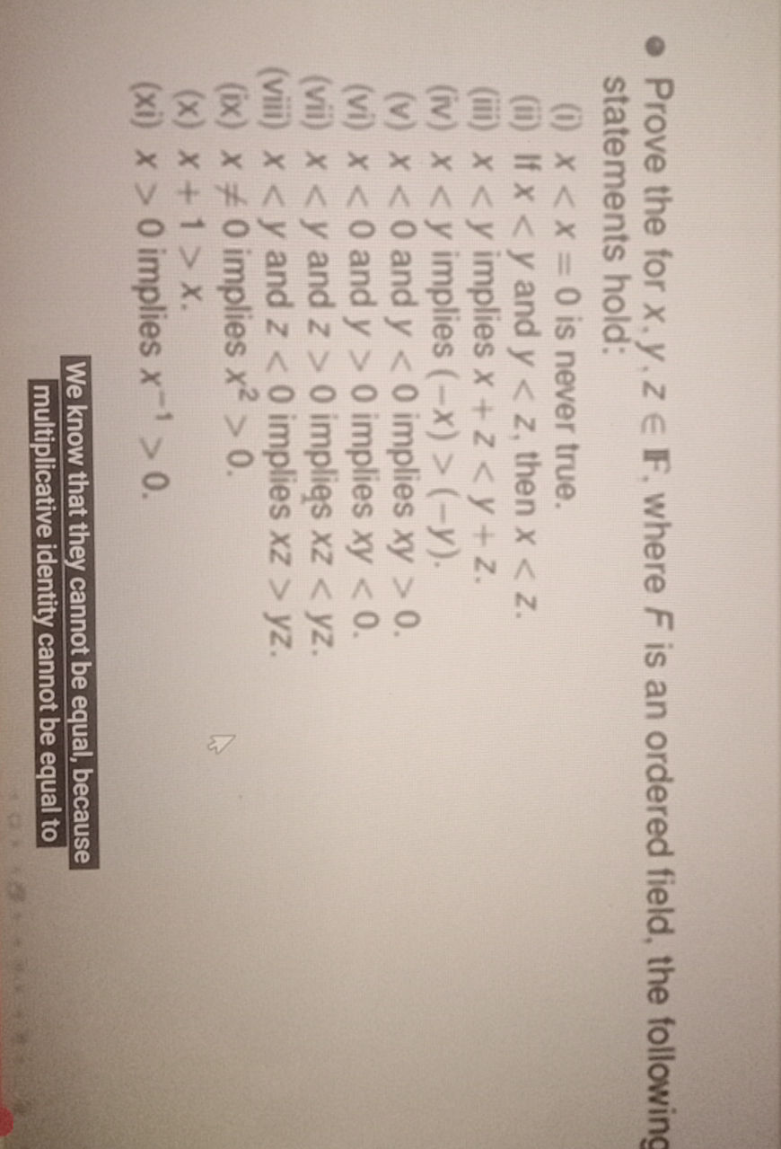 Prove the for x, y, z ∈ F, where F is an | StudyX