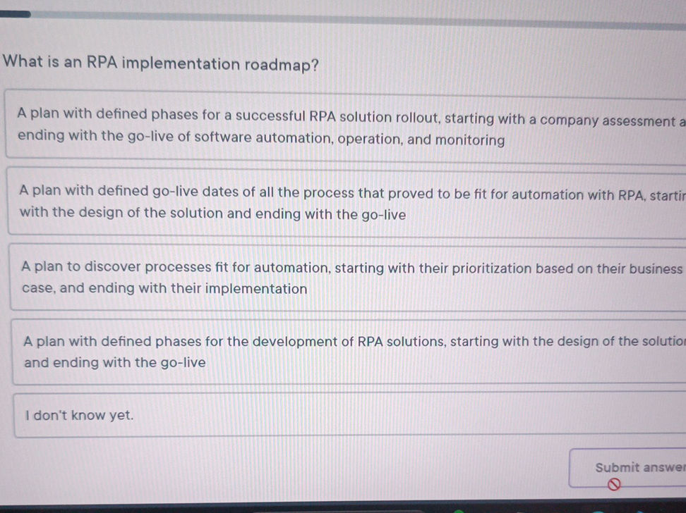 What is an RPA implementation roadmap? A | StudyX