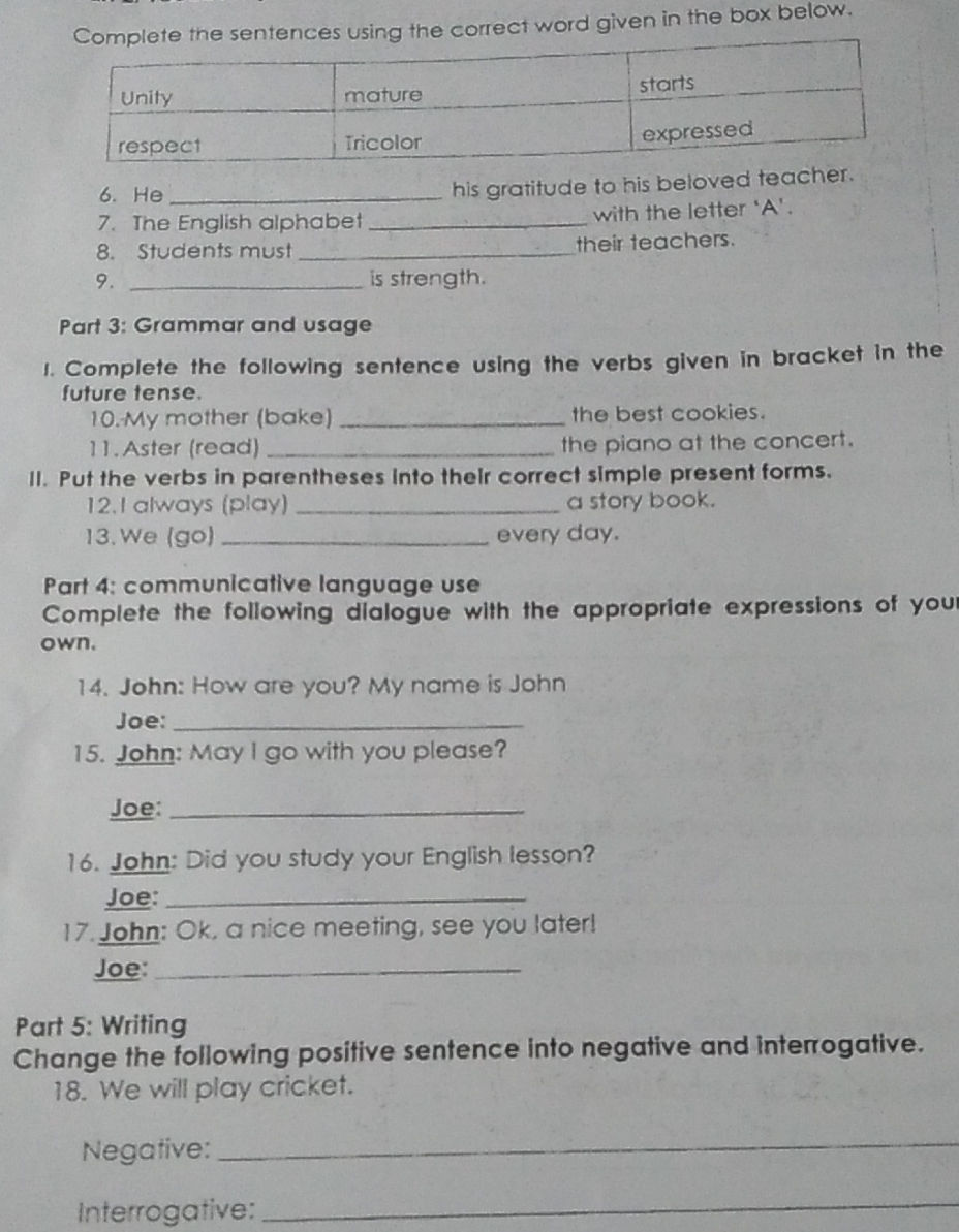 Complete the sentences using the correct | StudyX