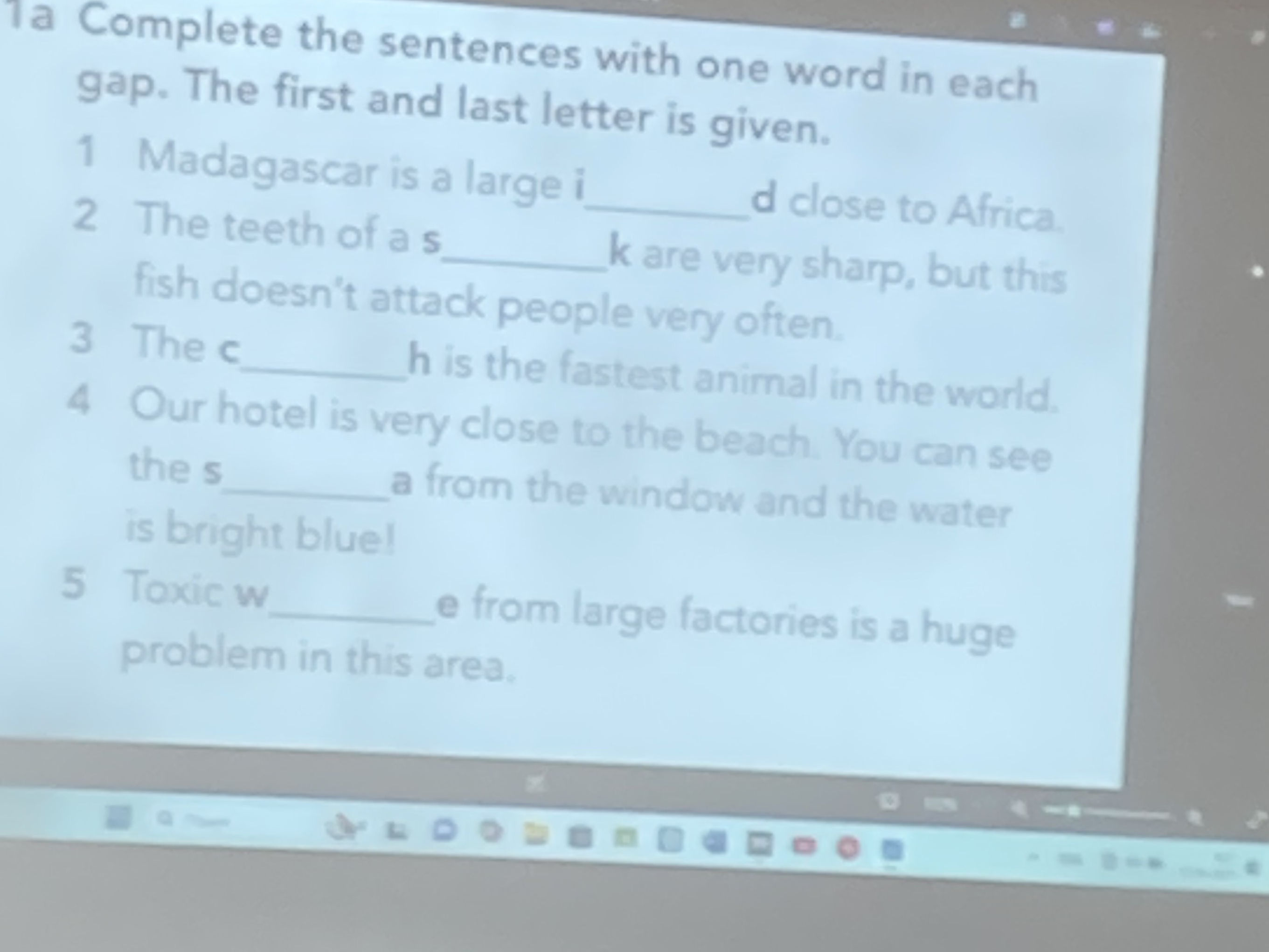 1a Complete the sentences with one word in | StudyX