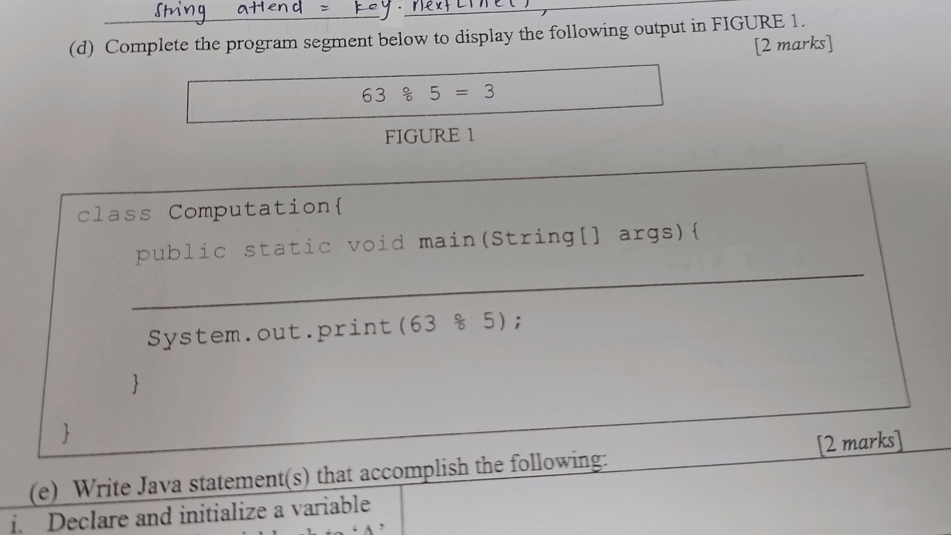 (d) Complete the program segment below to | StudyX