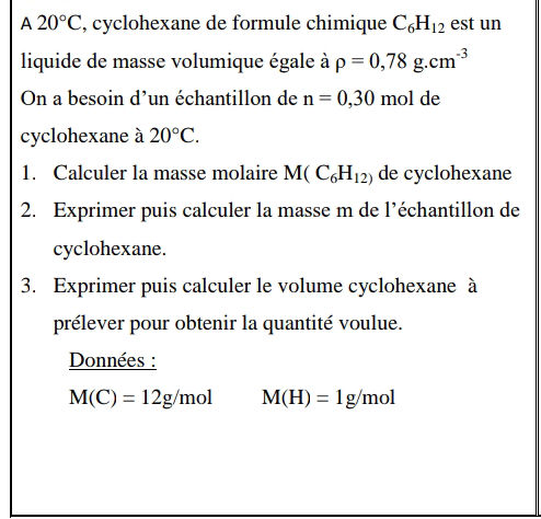 A 20°C, cyclohexane de formule chimique | StudyX