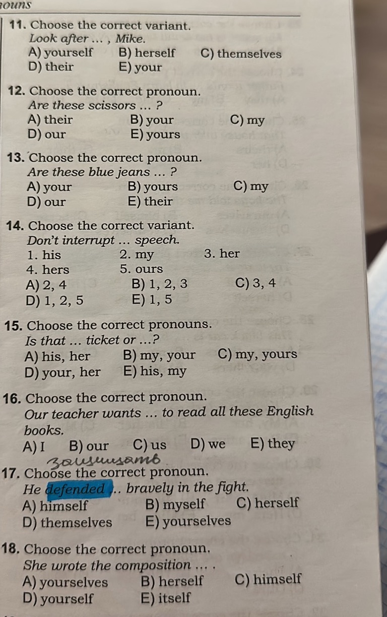 11. Choose the correct variant. Look after | StudyX