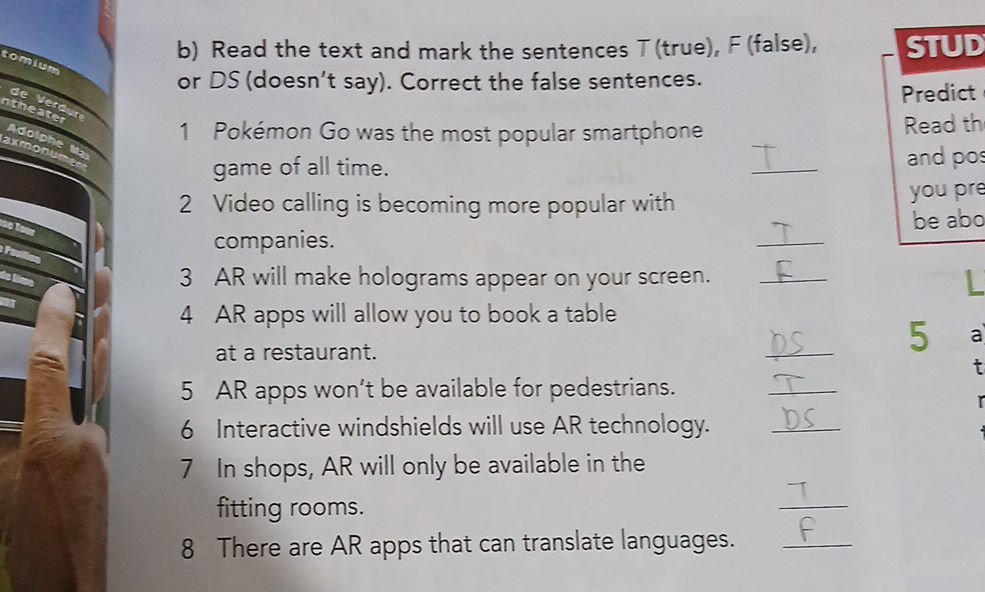 b) Read the text and mark the sentences T | StudyX