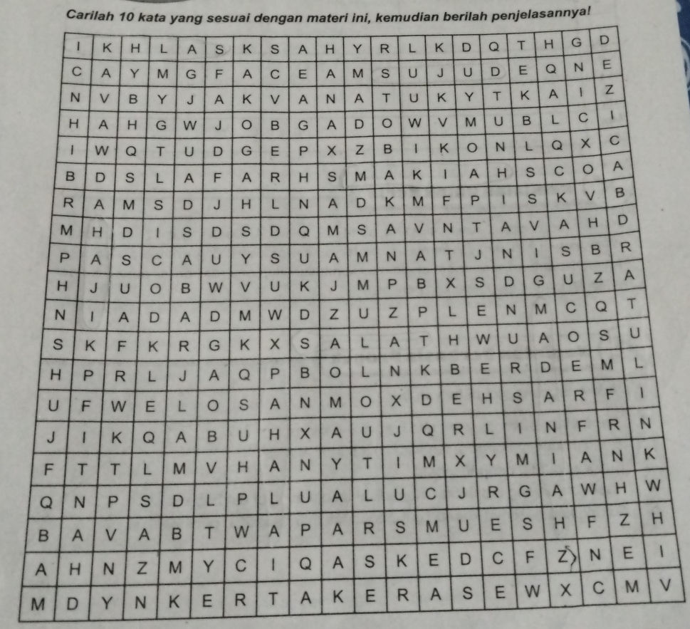 Carilah 10 kata yang sesuai dengan materi | StudyX