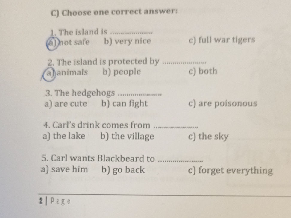 C) Choose one correct answer: 1. The island | StudyX