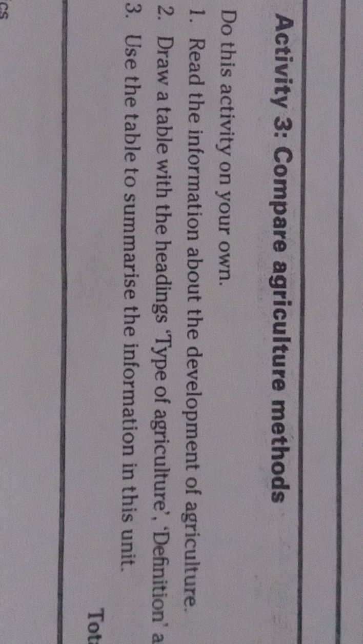 Activity 3: Compare agriculture methods Do | StudyX