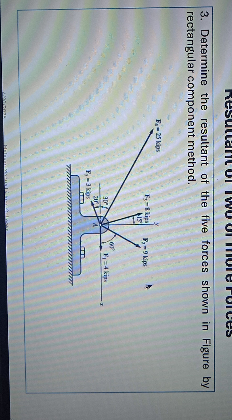 3. Determine the resultant of the five | StudyX