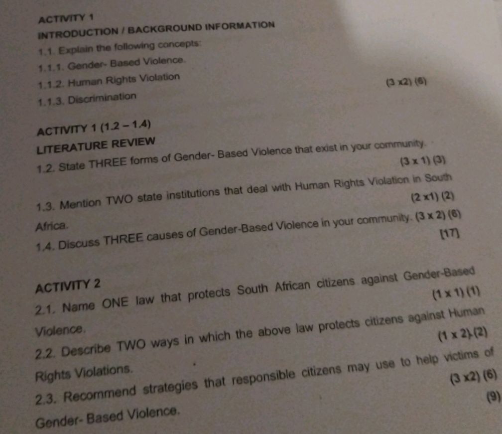 ACTIVITY 1 INTRODUCTION / BACKGROUND | StudyX