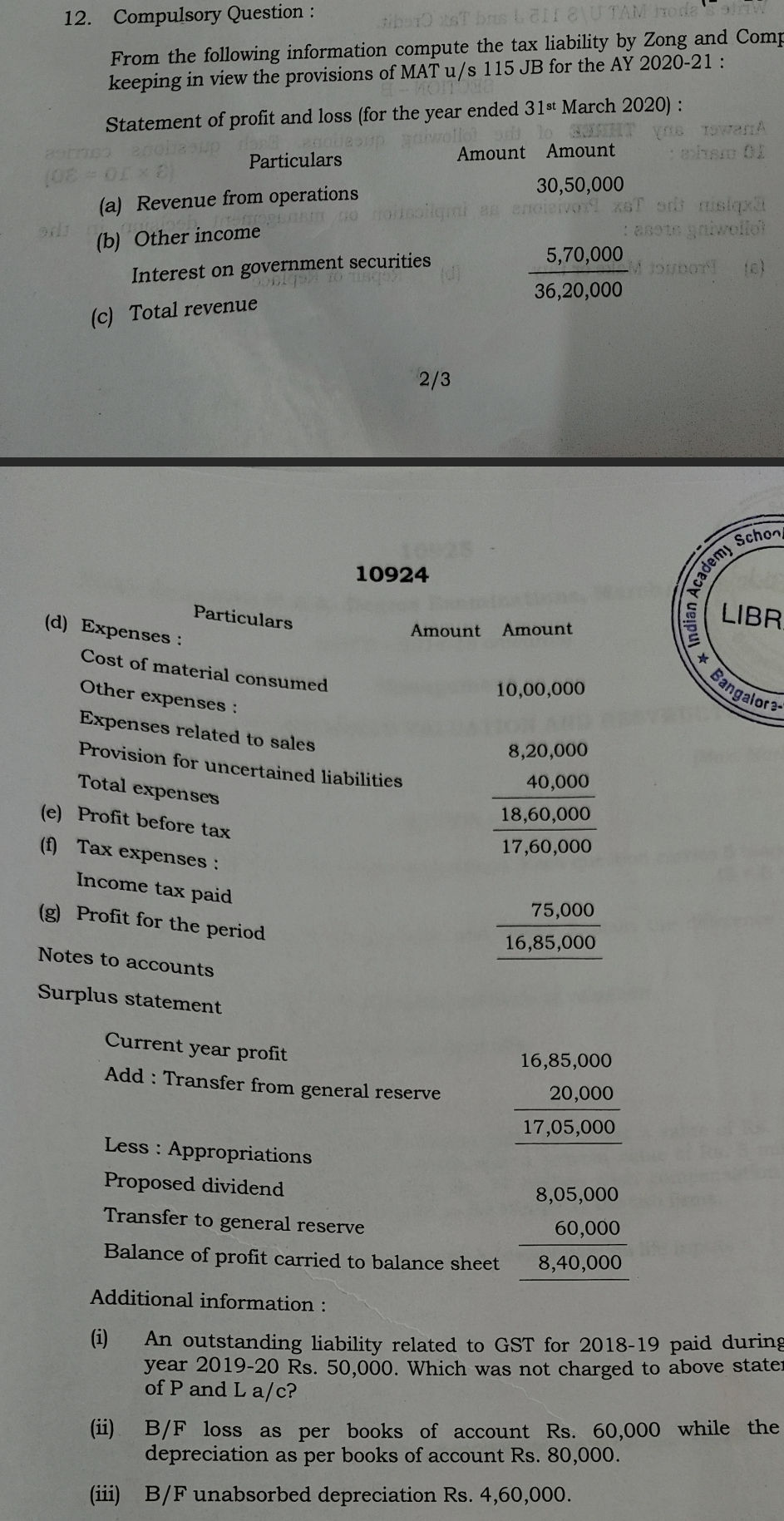 12. Compulsory Question : From the | StudyX